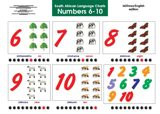 CHART: NUMBERS 6-10 XHOSA/ENGLISH A2 – Elex Academic Bookstore