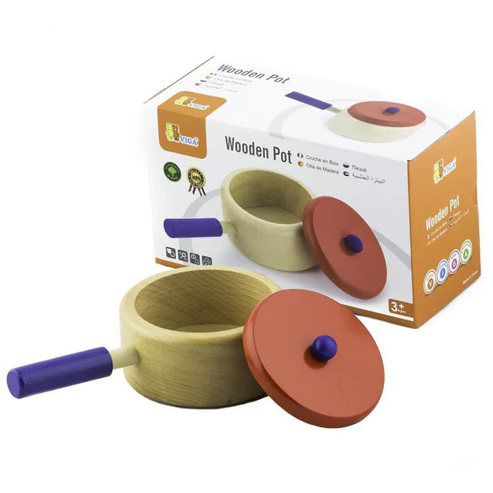 Viga Cooking Pot With Lid Wooden Kitchen Toy Accessory – Elex Academic ...