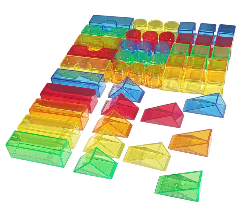 Transparent Colourful 3D Building Blocks (50 Piece in container) – Elex ...