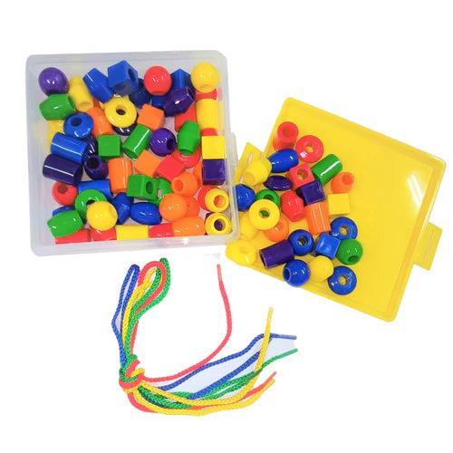 Jumbo Lacing Beads With Laces (90 Pieces) In Plastic Box – Elex ...