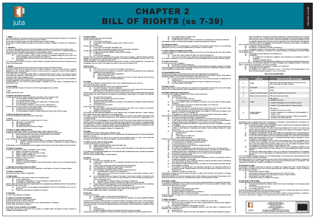 Bill of Rights in terms of the Constitution of the Republic of South A ...