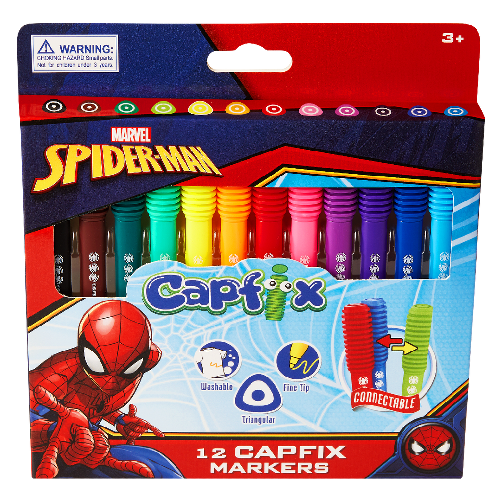 Spider-Man 12 Capfix Connectable Fibre Markers Multi – Elex Academic ...