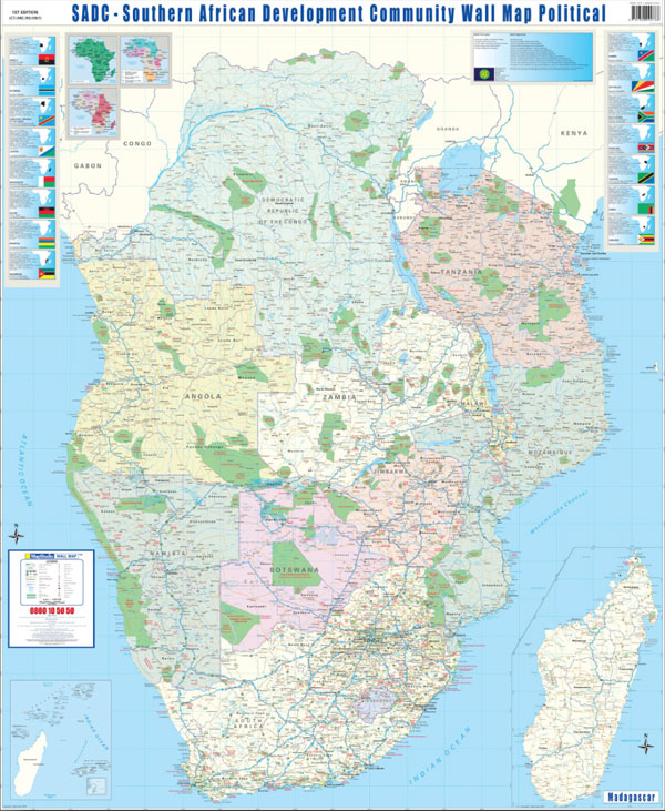 SADC Political Wall Map – Elex Academic Bookstore