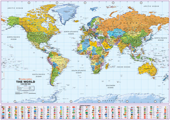 CHART: MAPS: WORLD MAP POLITICAL A1 – Elex Academic Bookstore