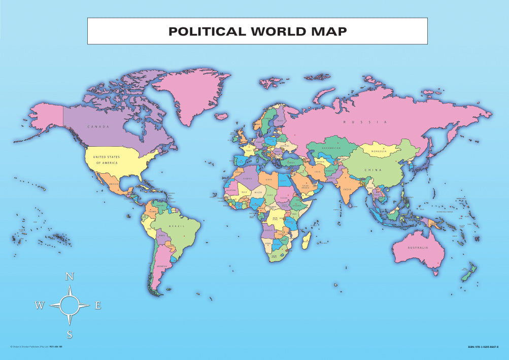 CHART: POLITICAL WORLD MAP A1 (FLAT) – Elex Academic Bookstore
