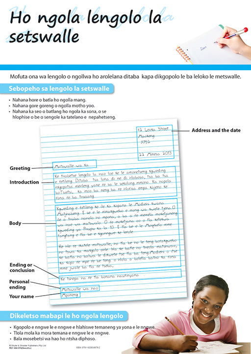 CHART: HOW TO WRITE A PERSONAL LETTER (SESOTHO) A2 (FLAT) – Elex ...